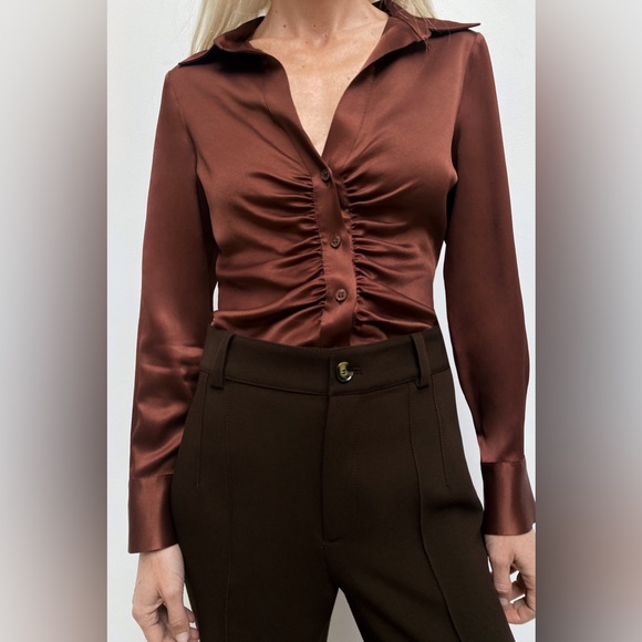 Zara | Tops | Zara Satin Effect Shirt | Poshmark